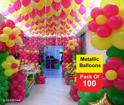 BubbleTrouble.in RED, YELLOW, GREEN Balloons (Pack of 100pcs) for Happy ...