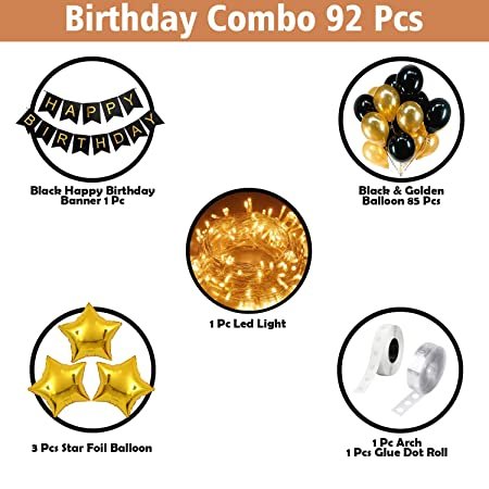 BubbleTrouble.in Happy Birthday Combo (Golden Black Combo)