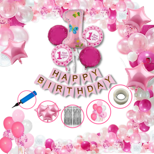 BubbleTrouble.in Girls Happy Birthday Balloon Banner Decoration Kit ...