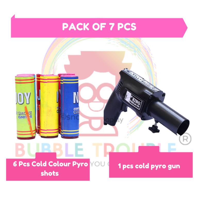 BubbleTrouble.in Cold Pyro Gun with 6 Pcs Color refill shots for Holi ...