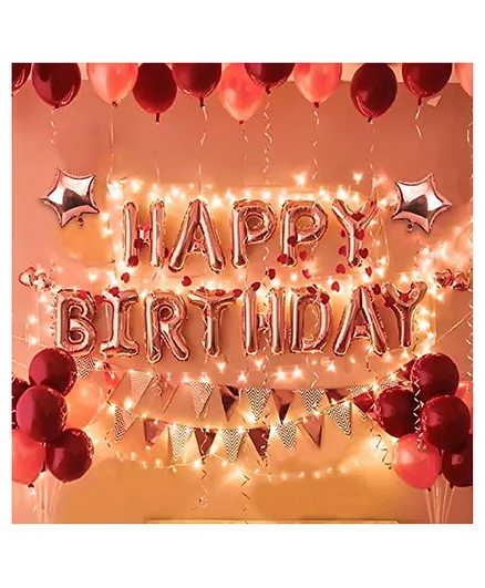 BubbleTrouble.in Rose Gold Birthday Combo set for girls - Pack Of 58