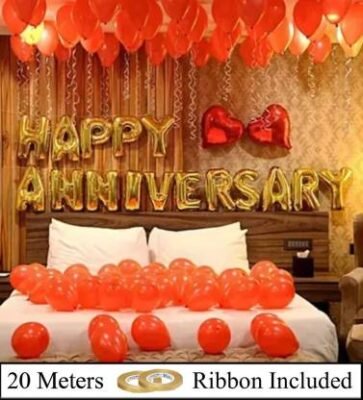 BubbleTrouble.in Solid Happy Anniversary Golden Letter Foil Balloon Set ...