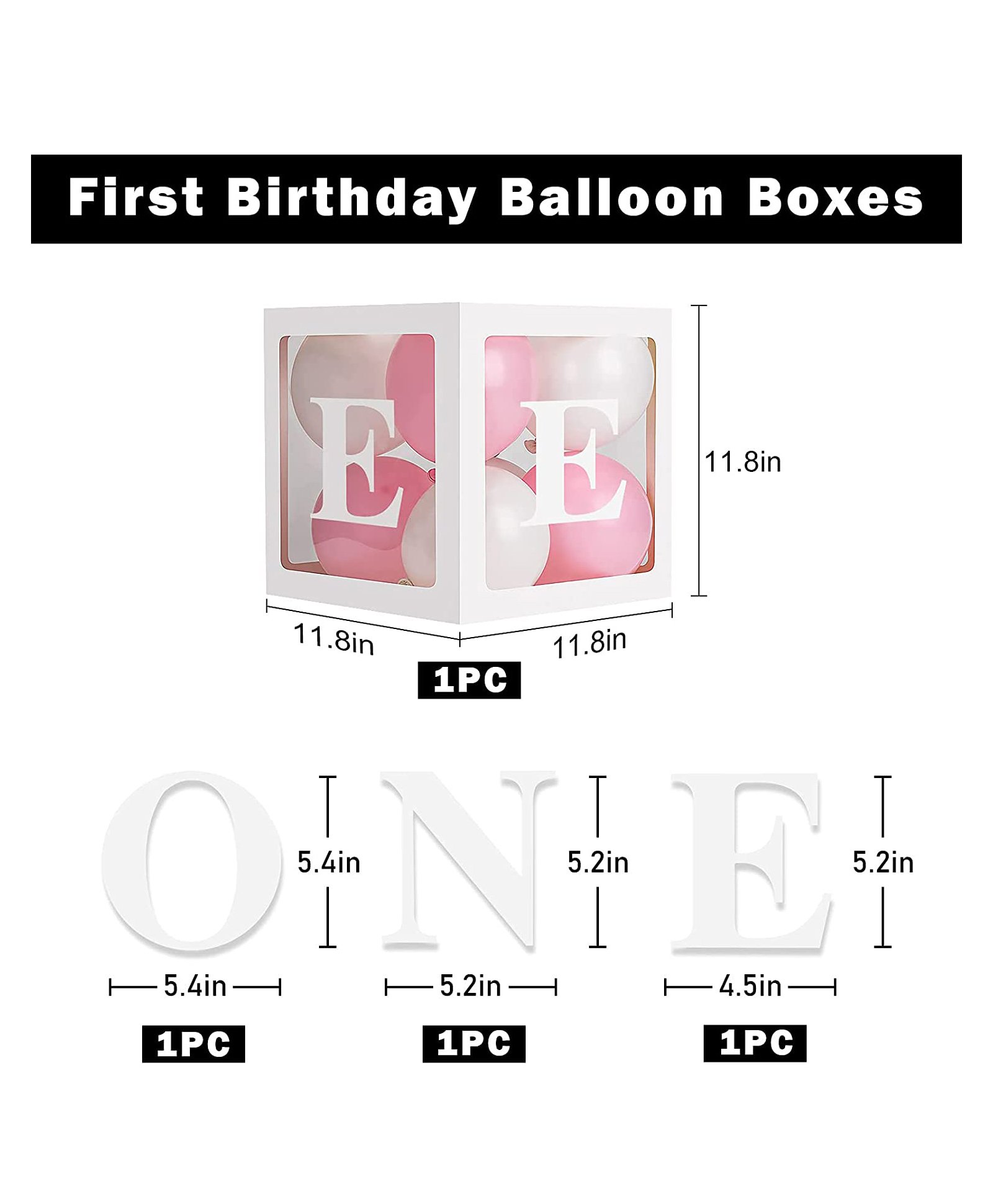 BubbleTrouble.in Baby Balloon Box for 1st Birthday Decoration - Pack of 3